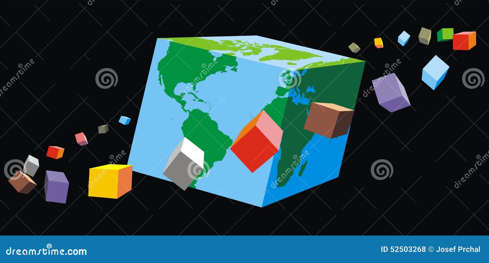 World map as cube stock vector. Illustration of isolated - 52503268