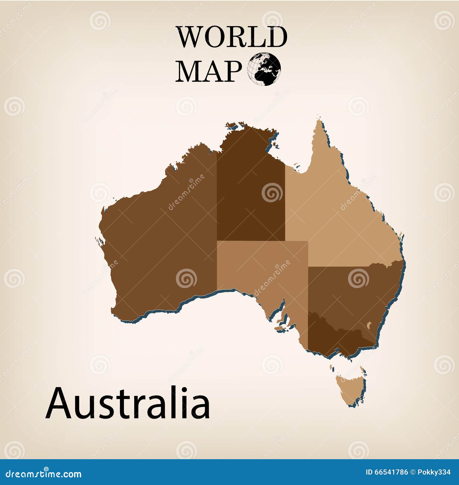 World Map Australia. stock illustration. Illustration of hemisphere ...