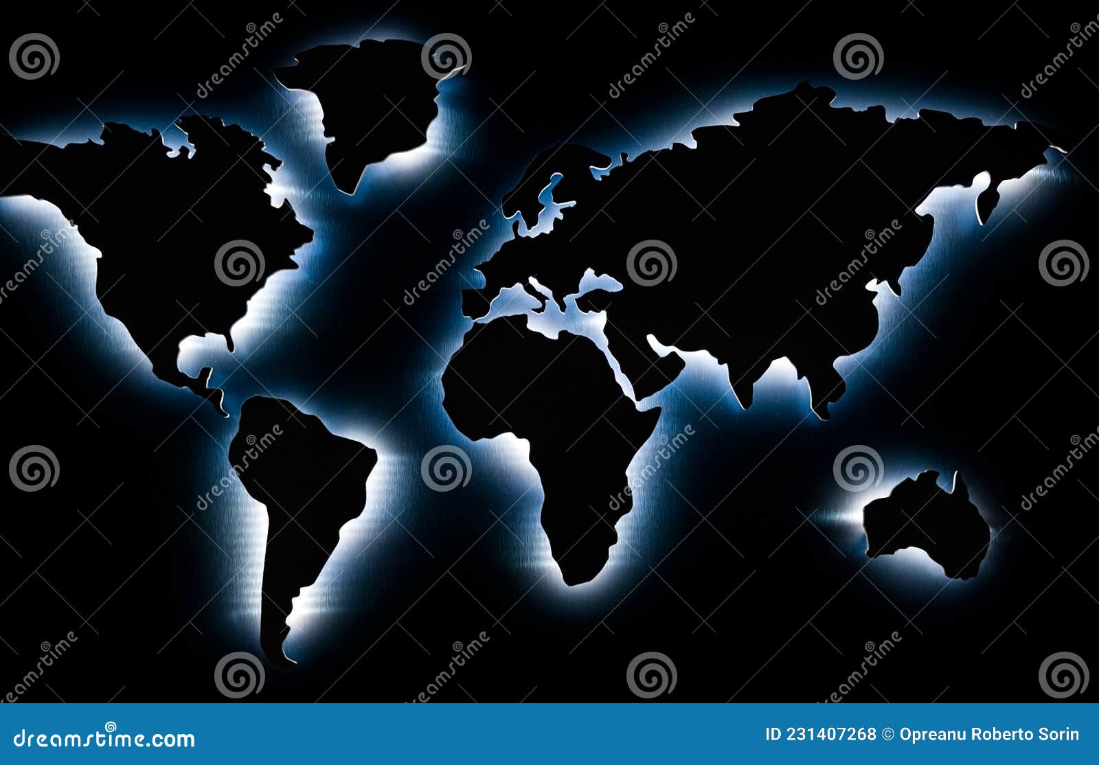 World Map with Back Led Lights Stock Illustration - Illustration of ...