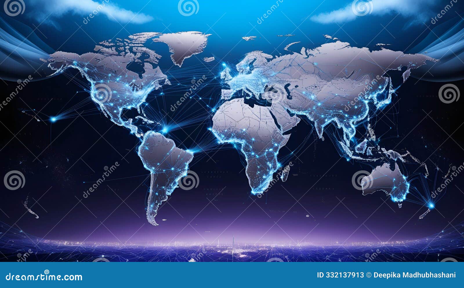 World Map Background, Globalization, Global Network Connection ...