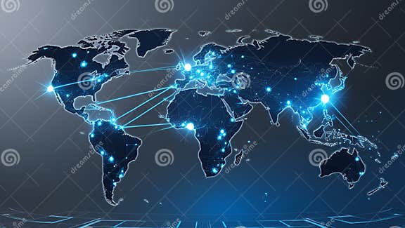 World Map Background, Globalization, Global Network Connection ...