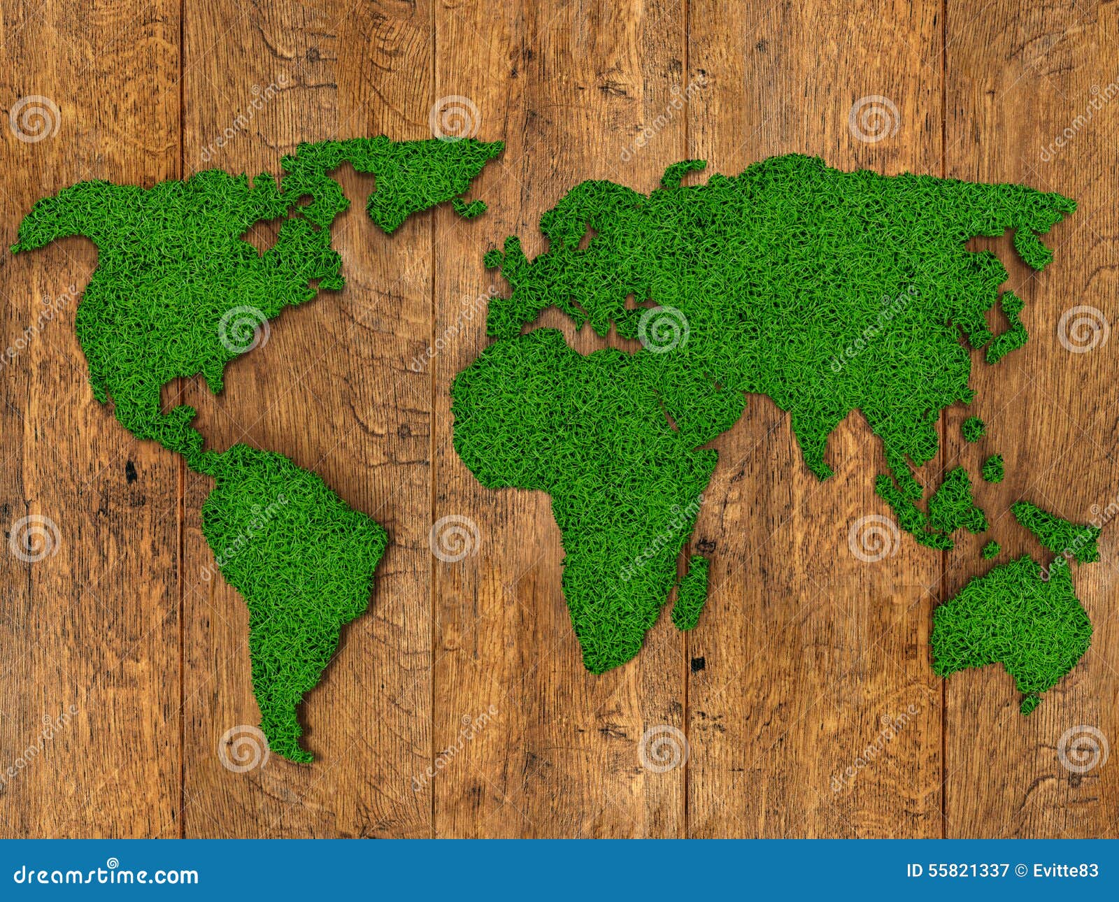 World Map Background with Grass Field and Wood Texture Stock Image ...