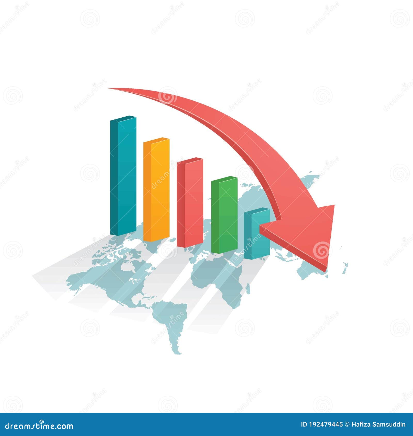 World Map with Bar Graphs Concept. Vector Illustration Decorative ...