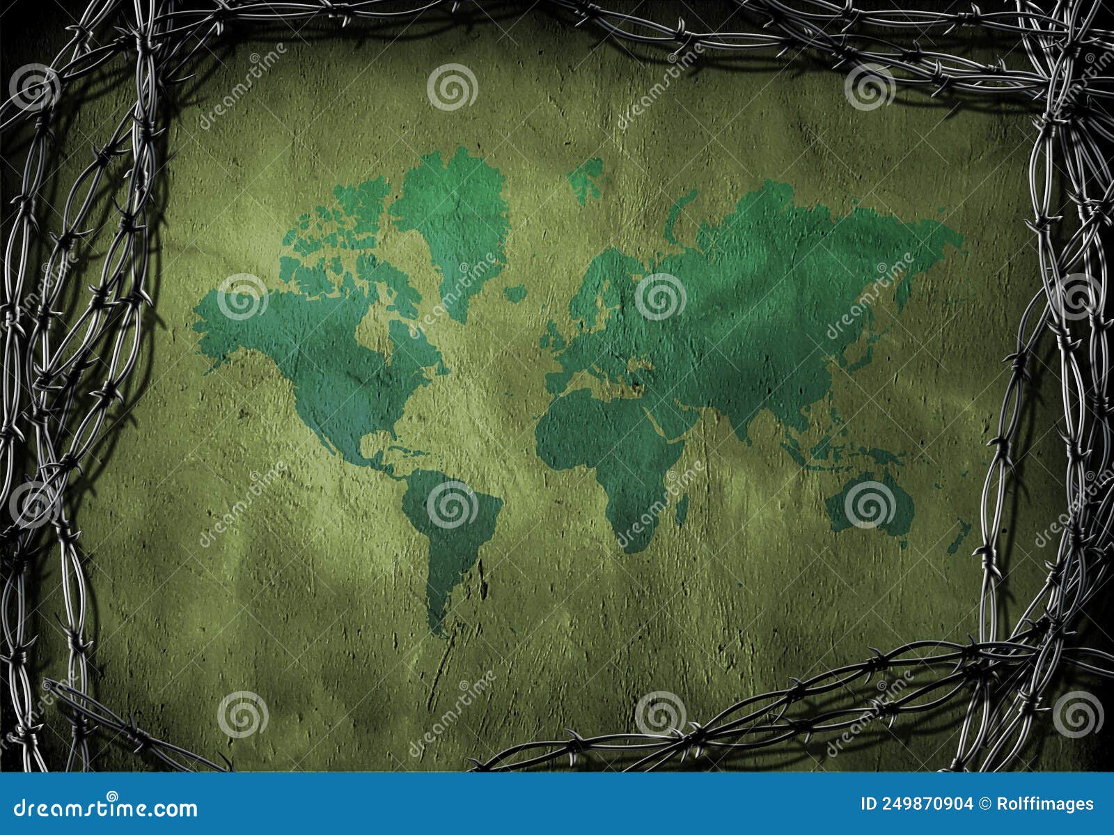 World Map in Barbed Wire Frame Stock Illustration - Illustration of ...