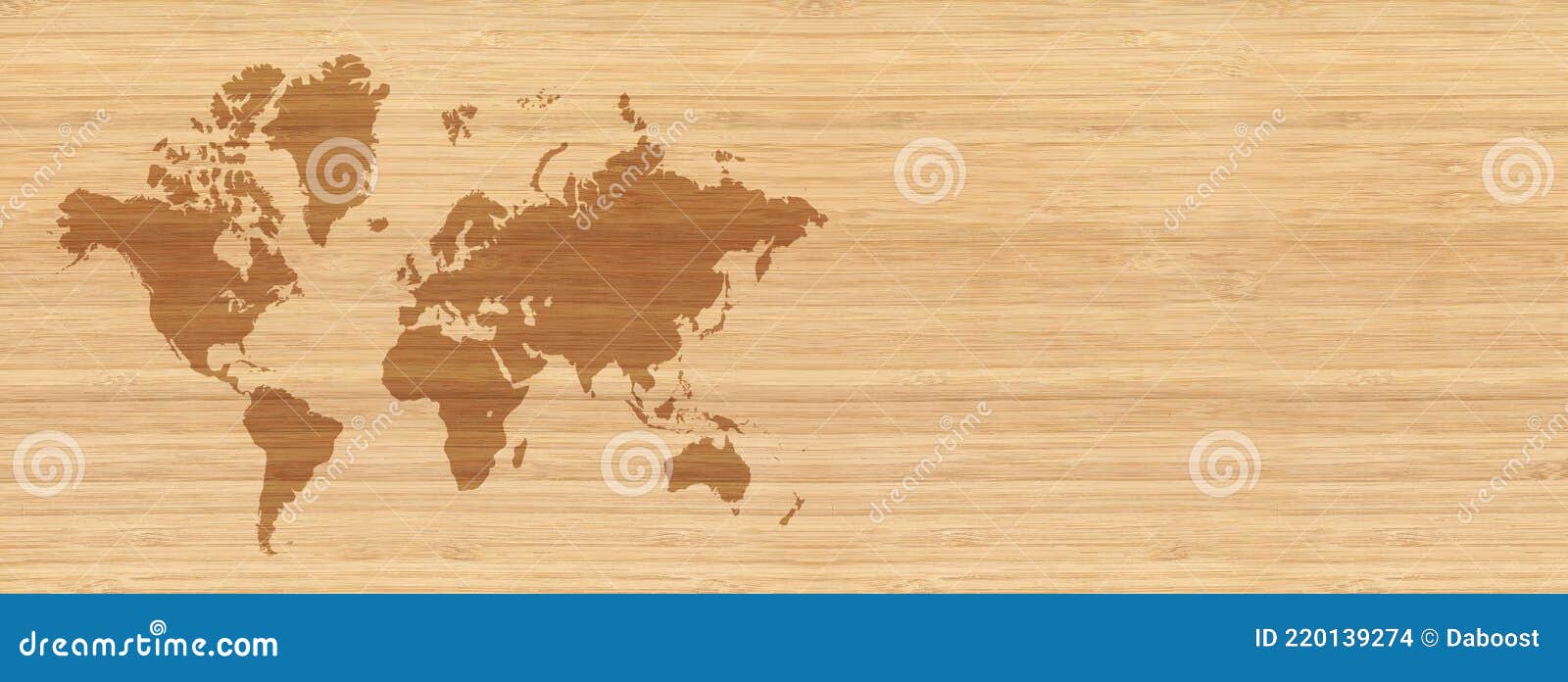 World Map on Beige Wooden Wall Background. Horizontal Banner Stock ...