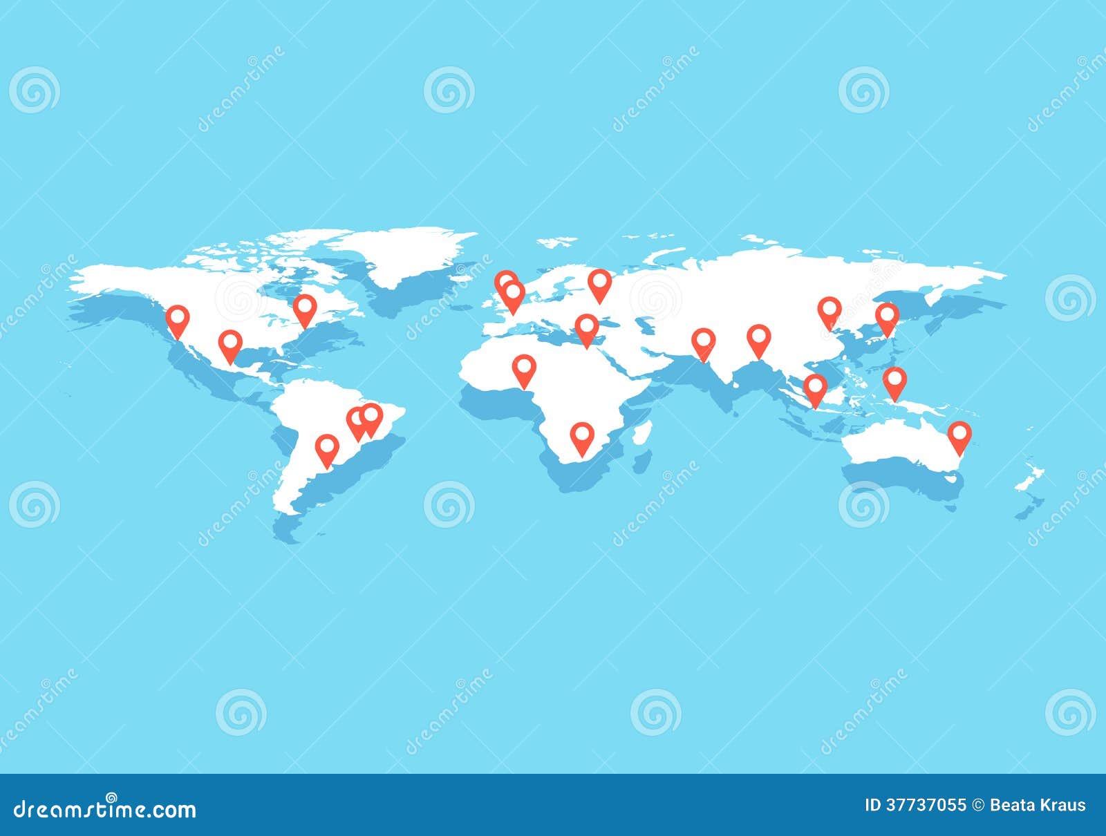 World Map with Big Cities, Vector Stock Vector - Illustration of folk ...