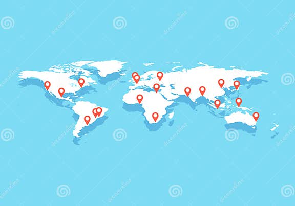 World Map with Big Cities, Vector Stock Vector - Illustration of folk ...