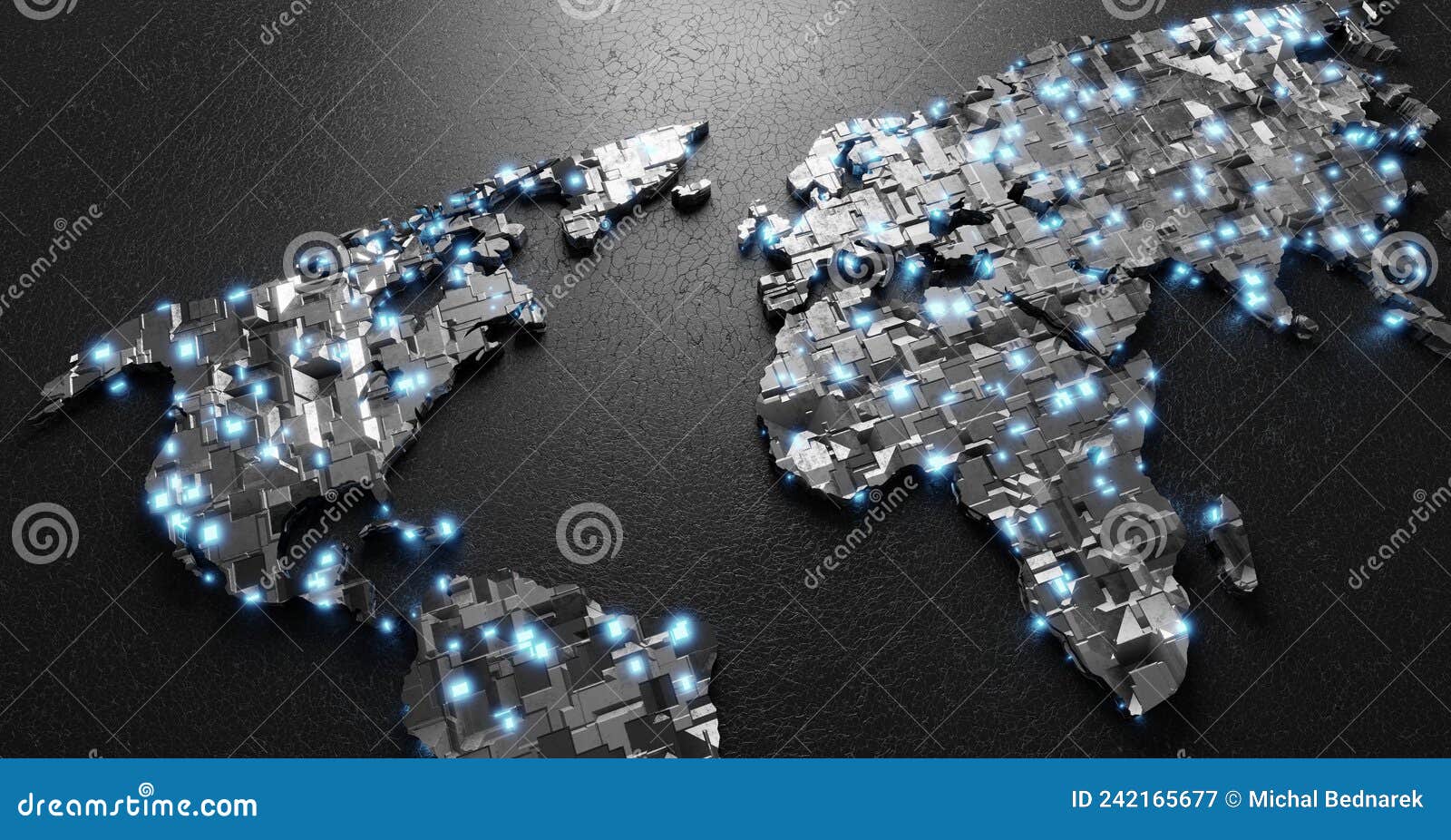 World Map in Big Data Network Technology Style Stock Illustration ...