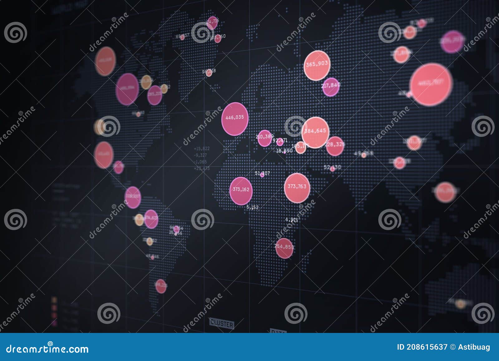 World Map Big Data Visualization. Global Data Clusters. Countries ...