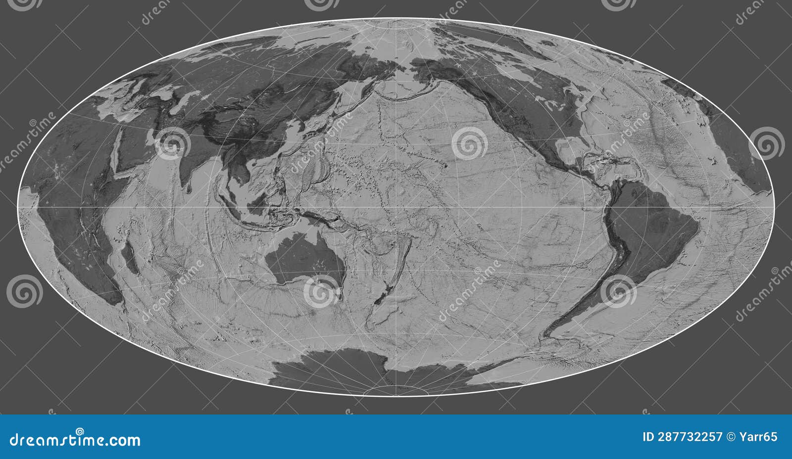 World Map. Bilevel. Aitoff Projection. Meridian: 180 Stock Illustration ...