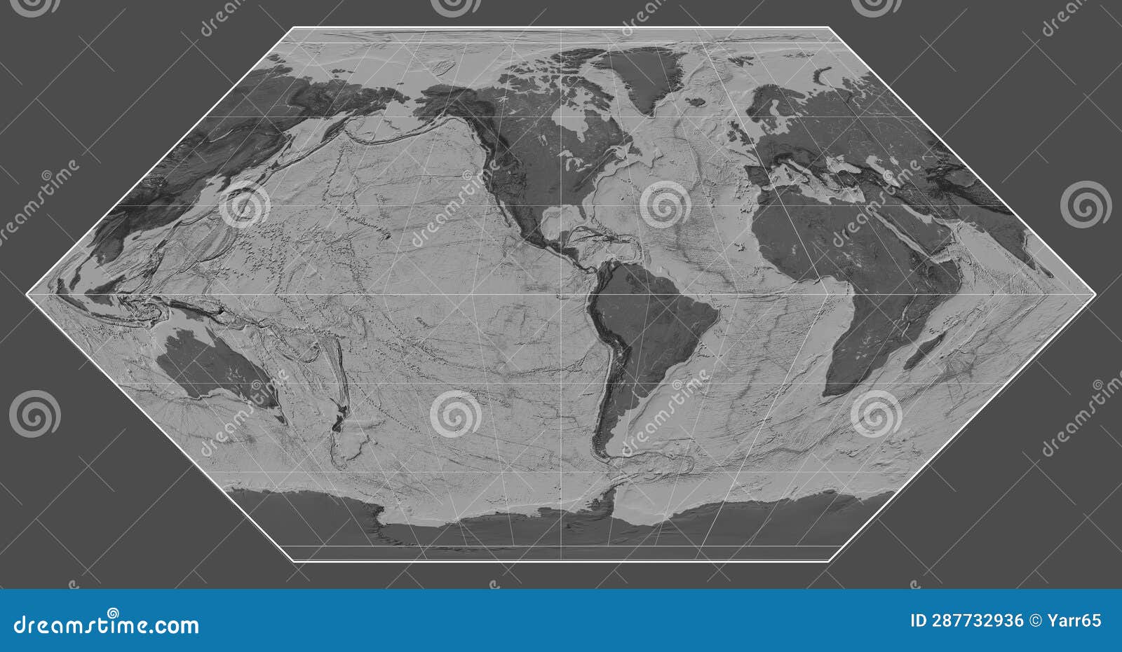 World Map. Bilevel. Eckert I Projection. Meridian: -90 West Stock ...