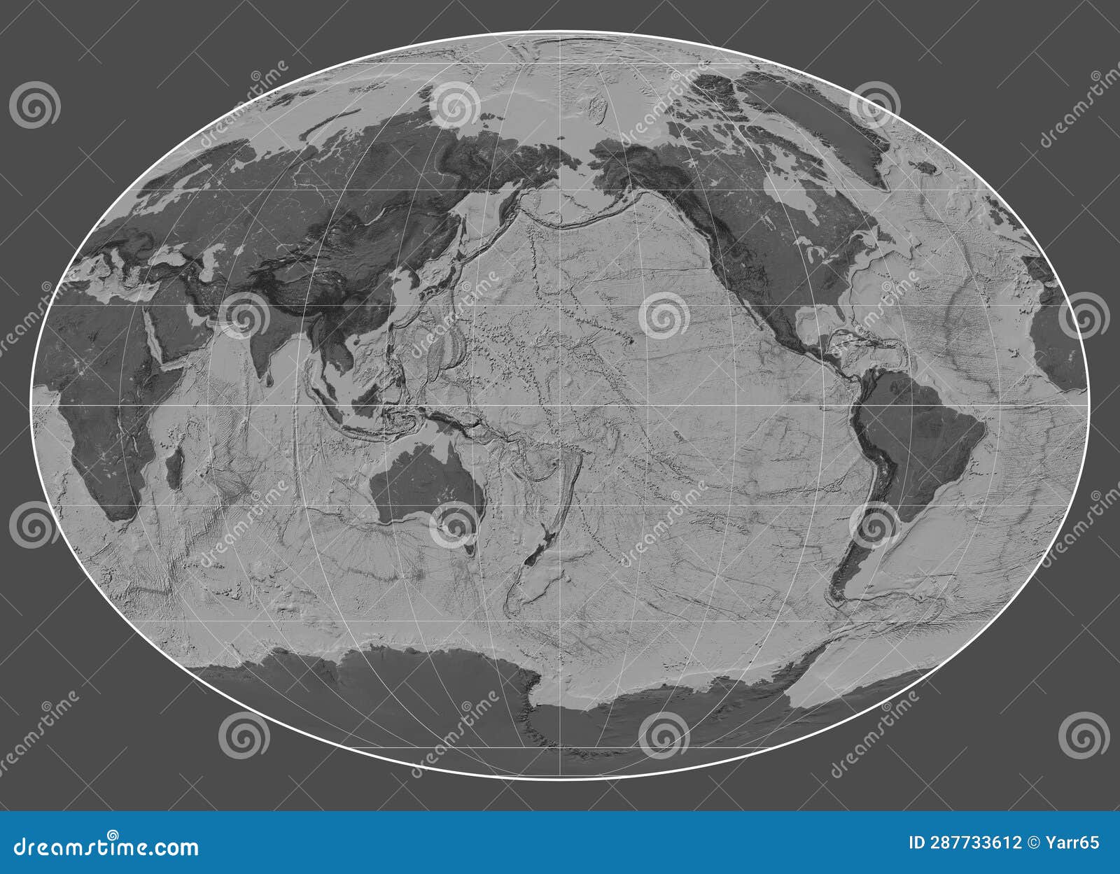 World Map. Bilevel. Fahey Projection. Meridian: 180 Stock Illustration ...