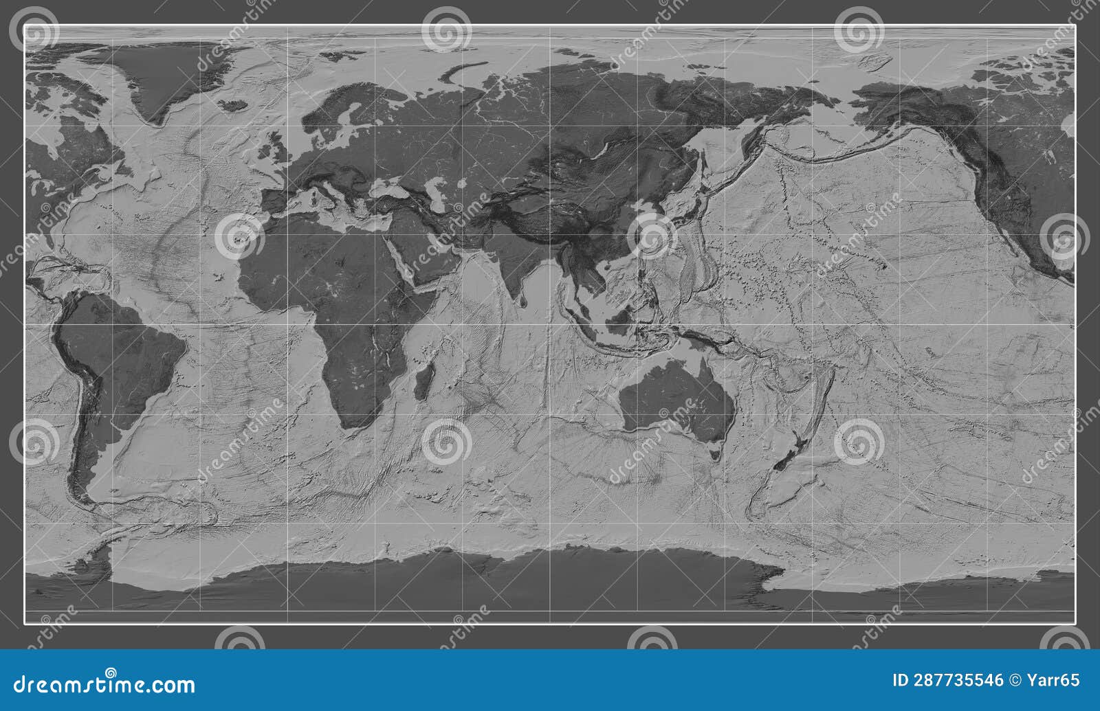 World Map. Bilevel. Patterson Cylindrical Projection. Meridian: Stock ...
