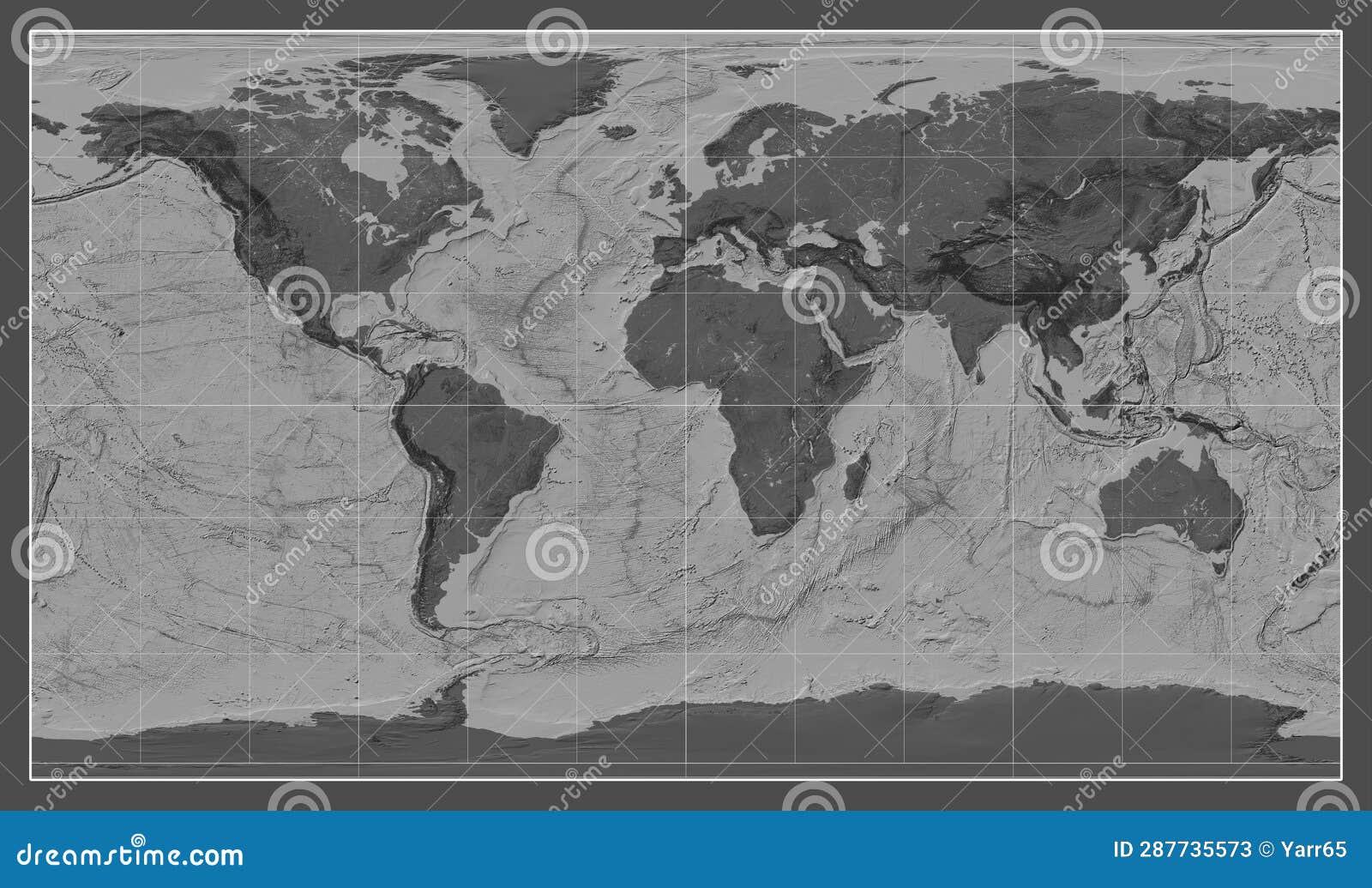World Map. Bilevel. Patterson Cylindrical Projection. Meridian: Stock ...