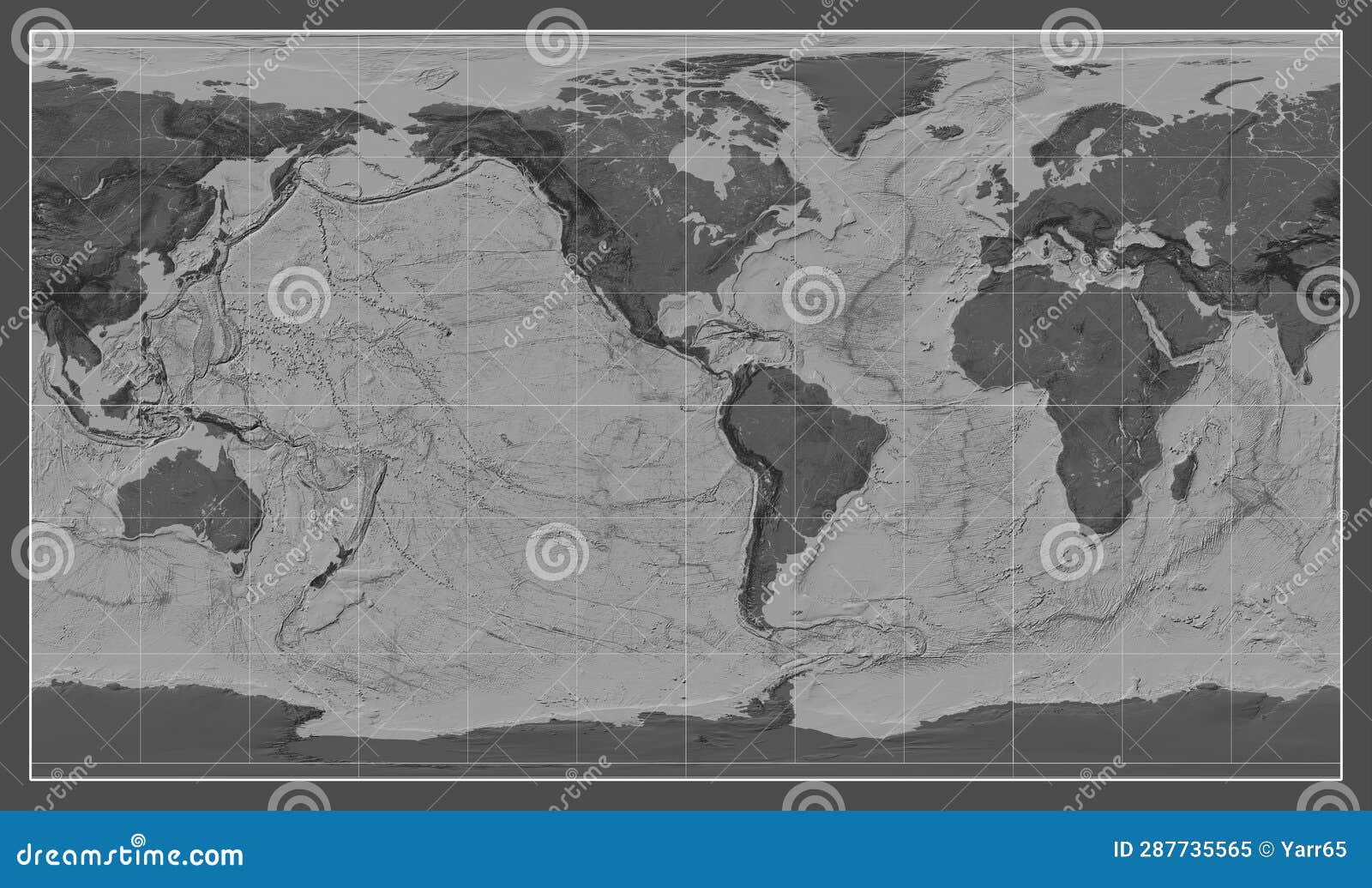 World Map. Bilevel. Patterson Cylindrical Projection. Meridian: Stock ...