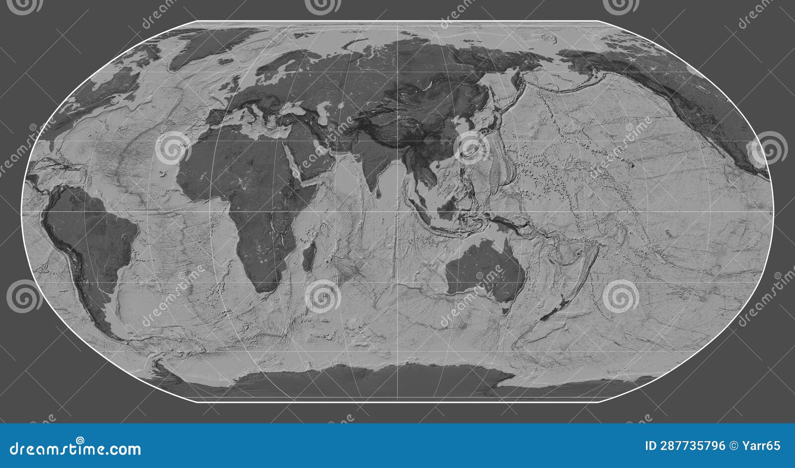 World Map. Bilevel. Robinson Projection. Meridian: 90 East Stock ...