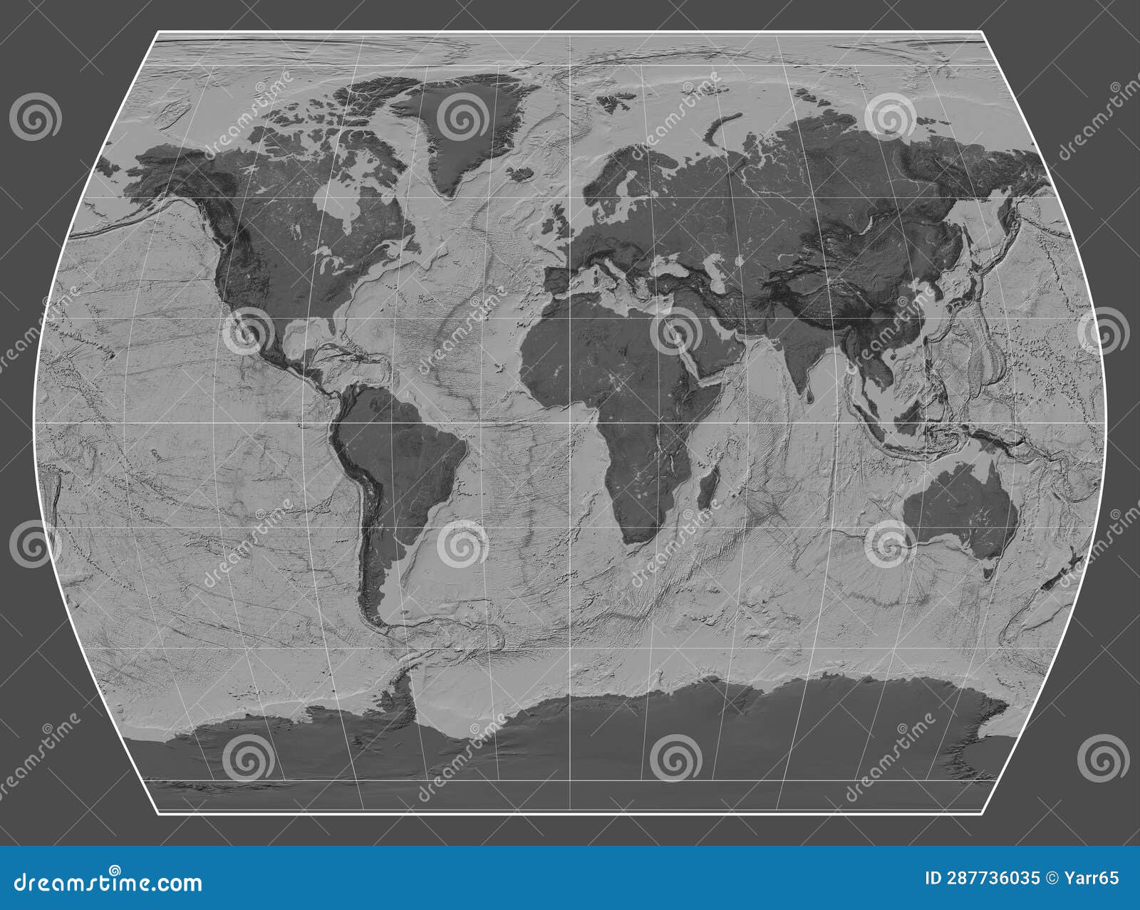 World Map. Bilevel. Times Projection. Meridian: 0 Stock Illustration ...