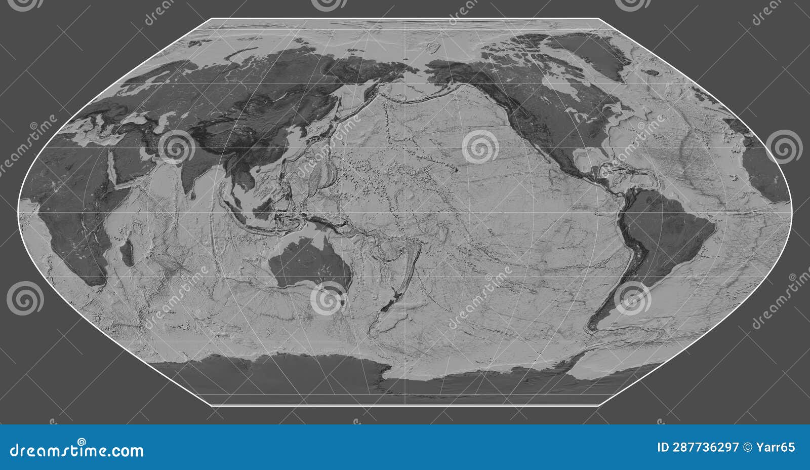 World Map. Bilevel. Winkel I Projection. Meridian: 180 Stock ...