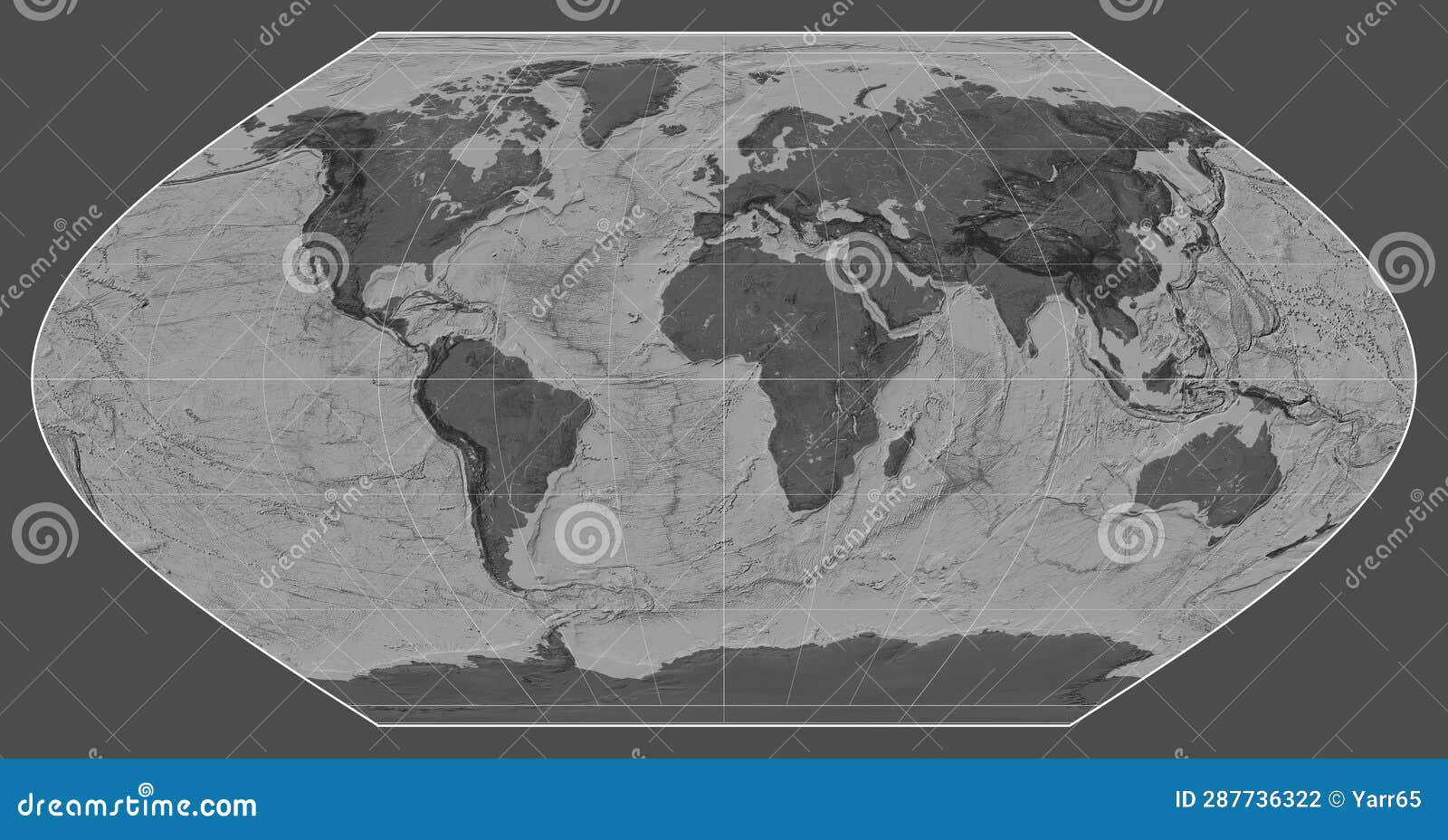 World Map. Bilevel. Winkel I Projection. Meridian: 0 Stock Illustration ...