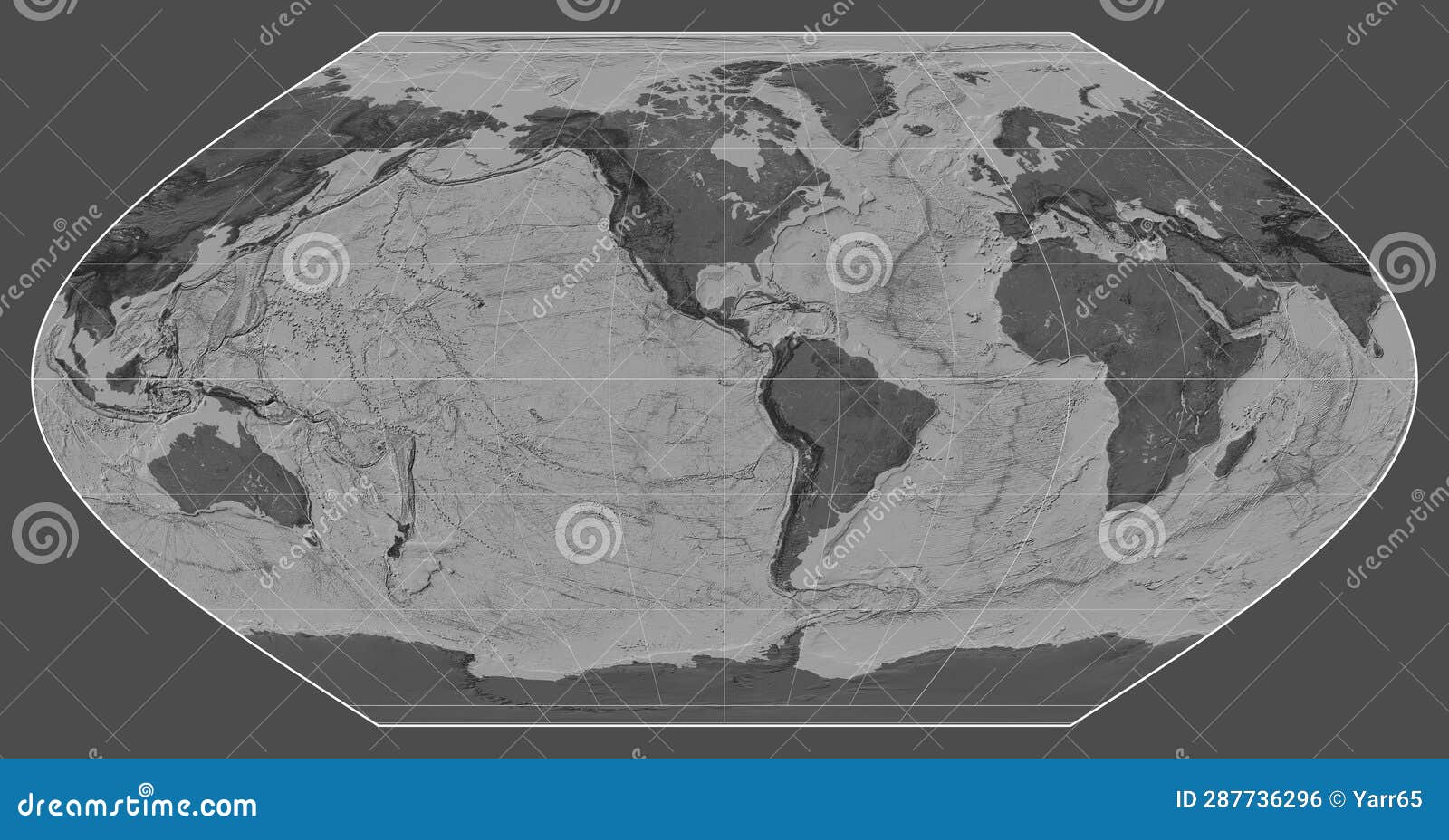 World Map. Bilevel. Winkel I Projection. Meridian: -90 West Stock ...