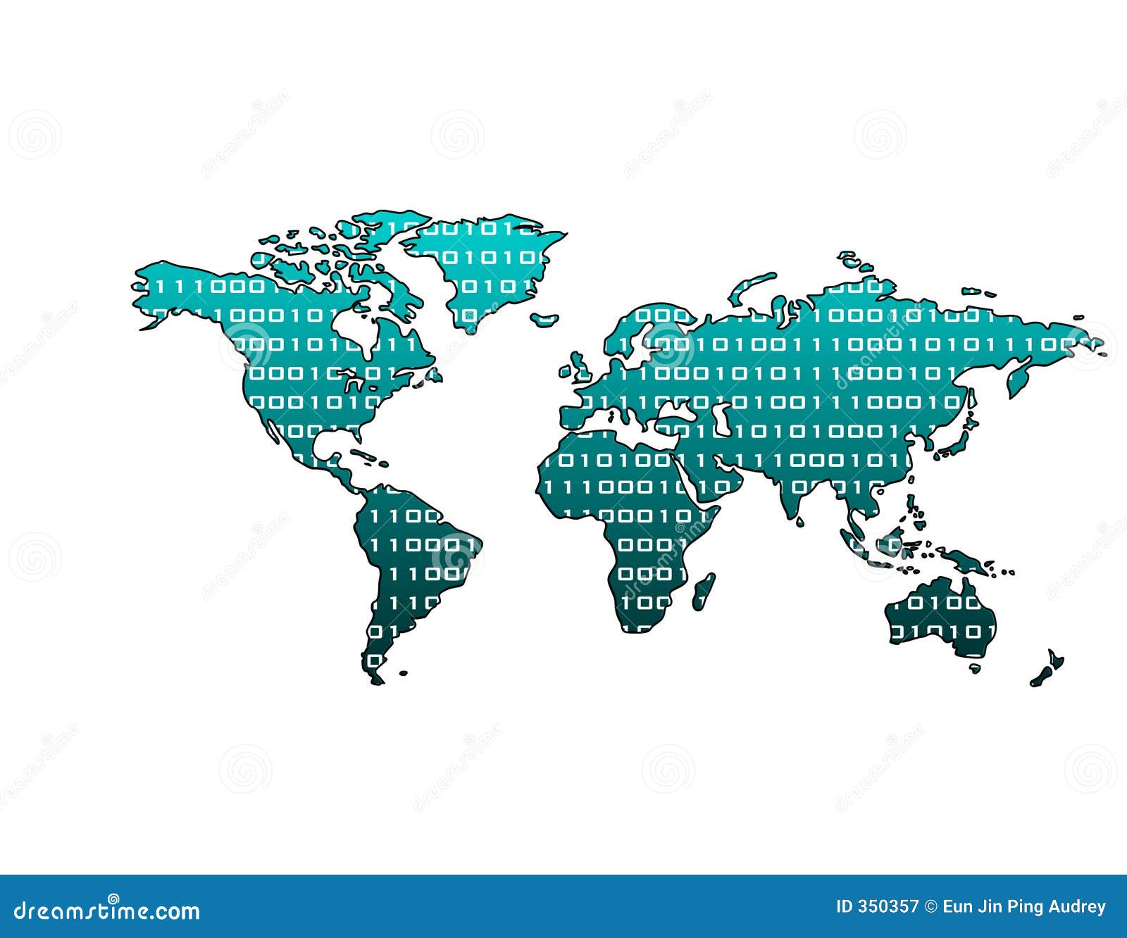 World Map Binary (Blue Metallic) Picture. Image: 350357