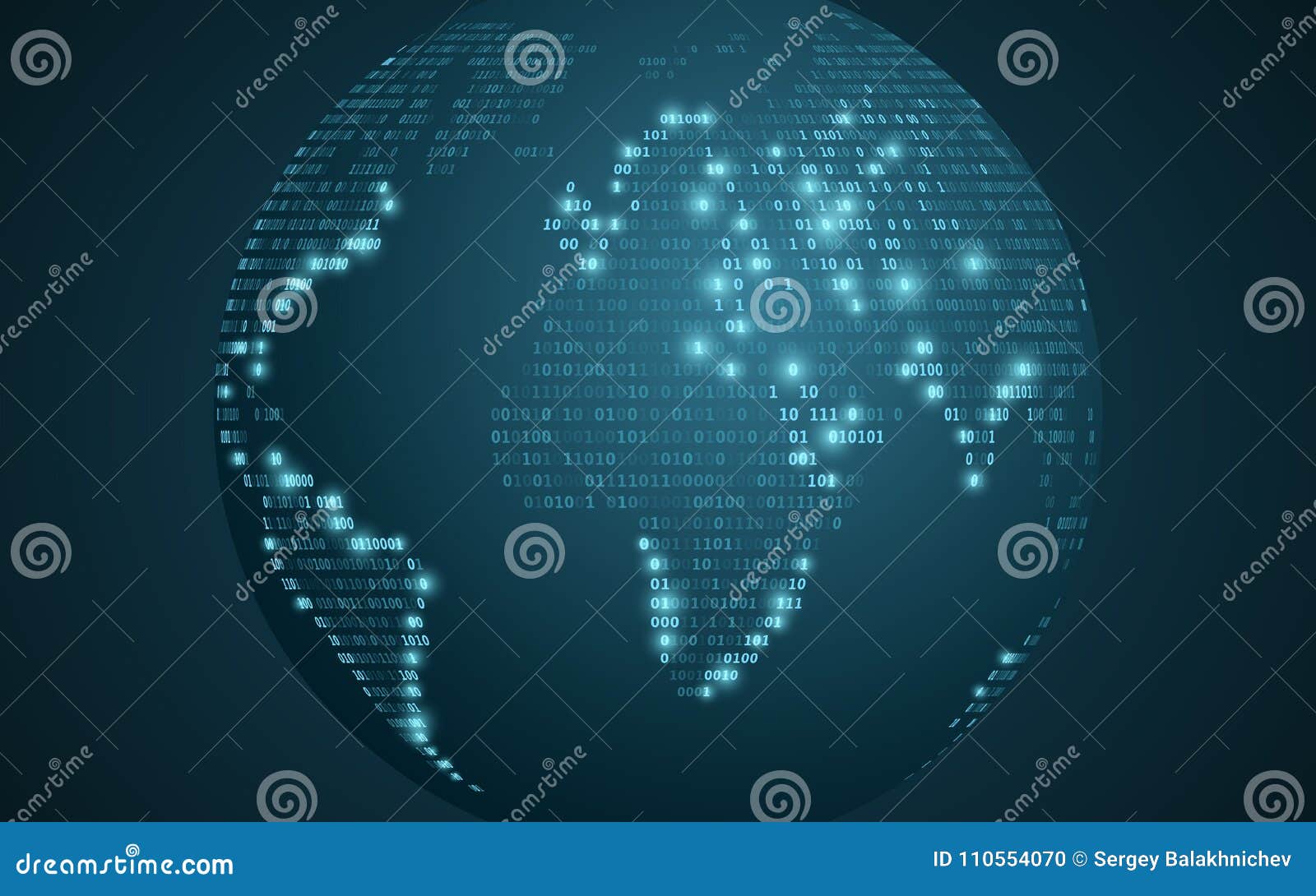 World Map From Binary Code Abstract Planet Earth Futuristic