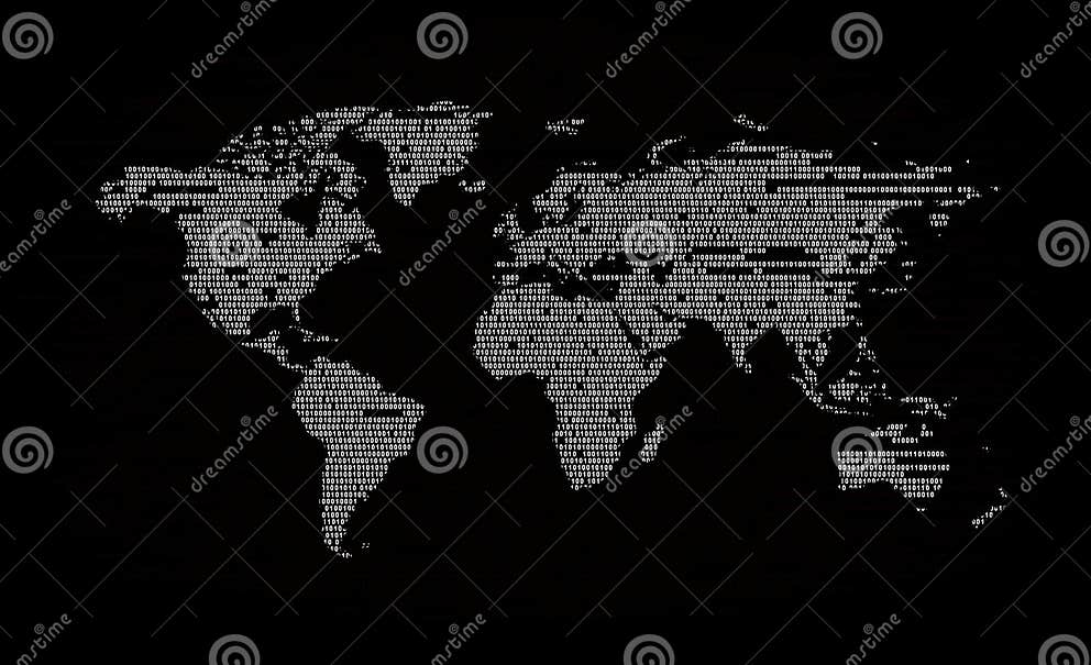 World Map With Binary Code Background Stock Image Image Of Code Matrix 156563203 1995