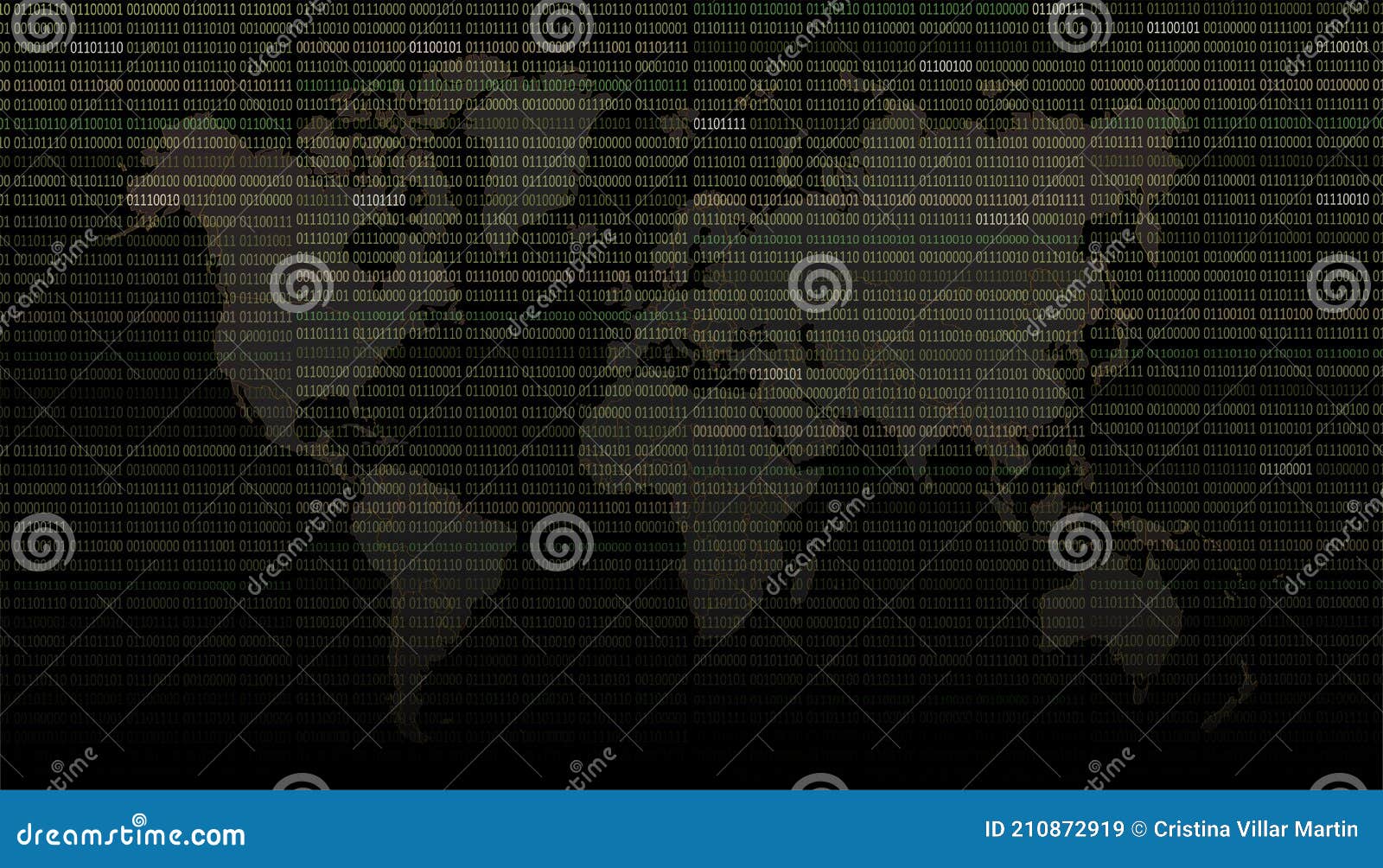 World Map with 01 or Binary Numbers on the Computer Screen on Monitor Matrix Background Stock ...