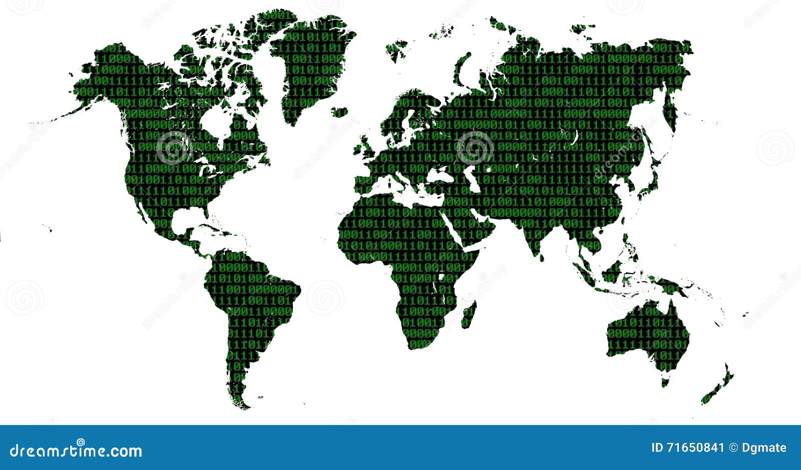World Map with Binary Numbers with White Background Stock Illustration ...