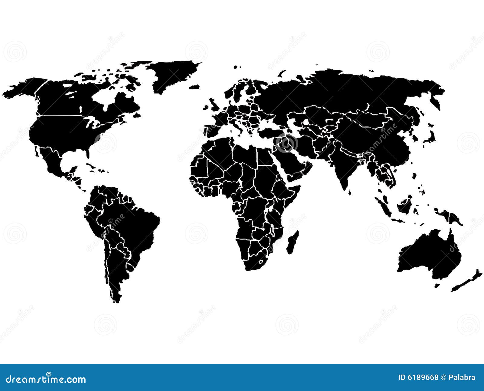 World Map Black Only Royalty Free Stock Photos - Image: 6189668