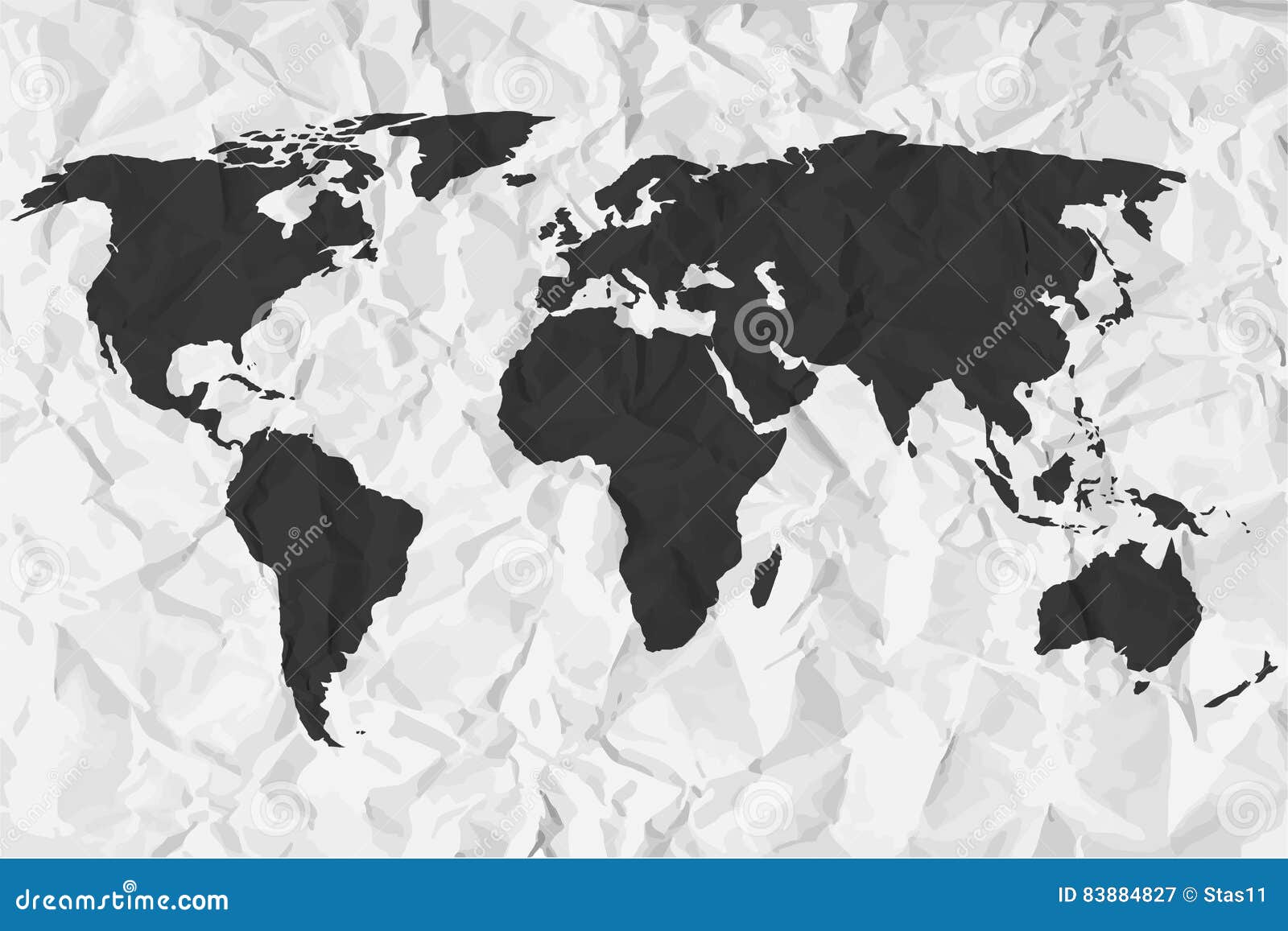 World Map On Crumpled And Aged Paper. Royalty-Free Stock Photography ...