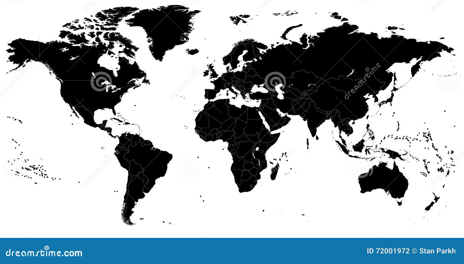 World Map Black Blank Isolated on White Stock Vector - Illustration of ...