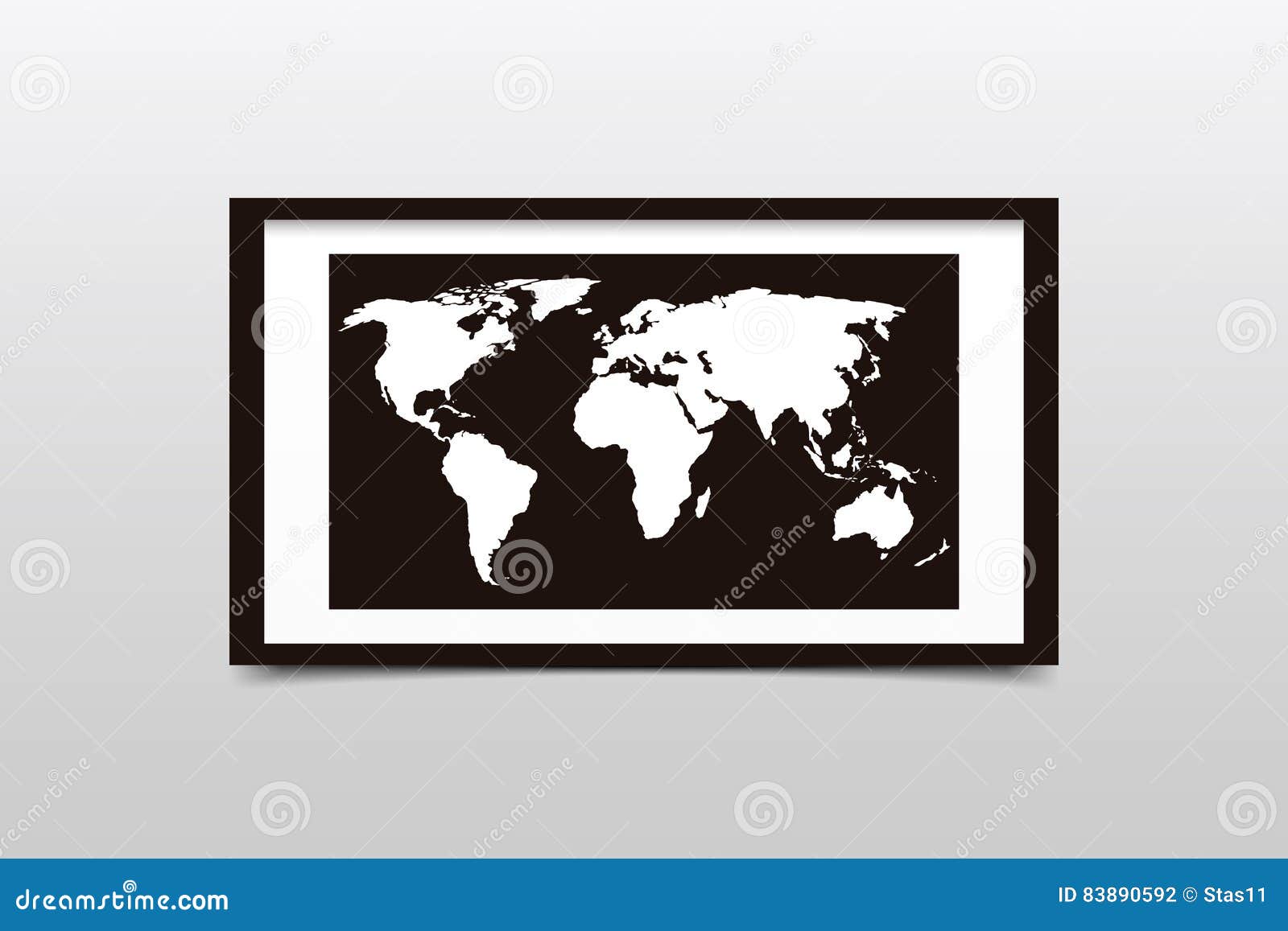 World Map on a Black Frame. Vector Illustration Stock Vector ...