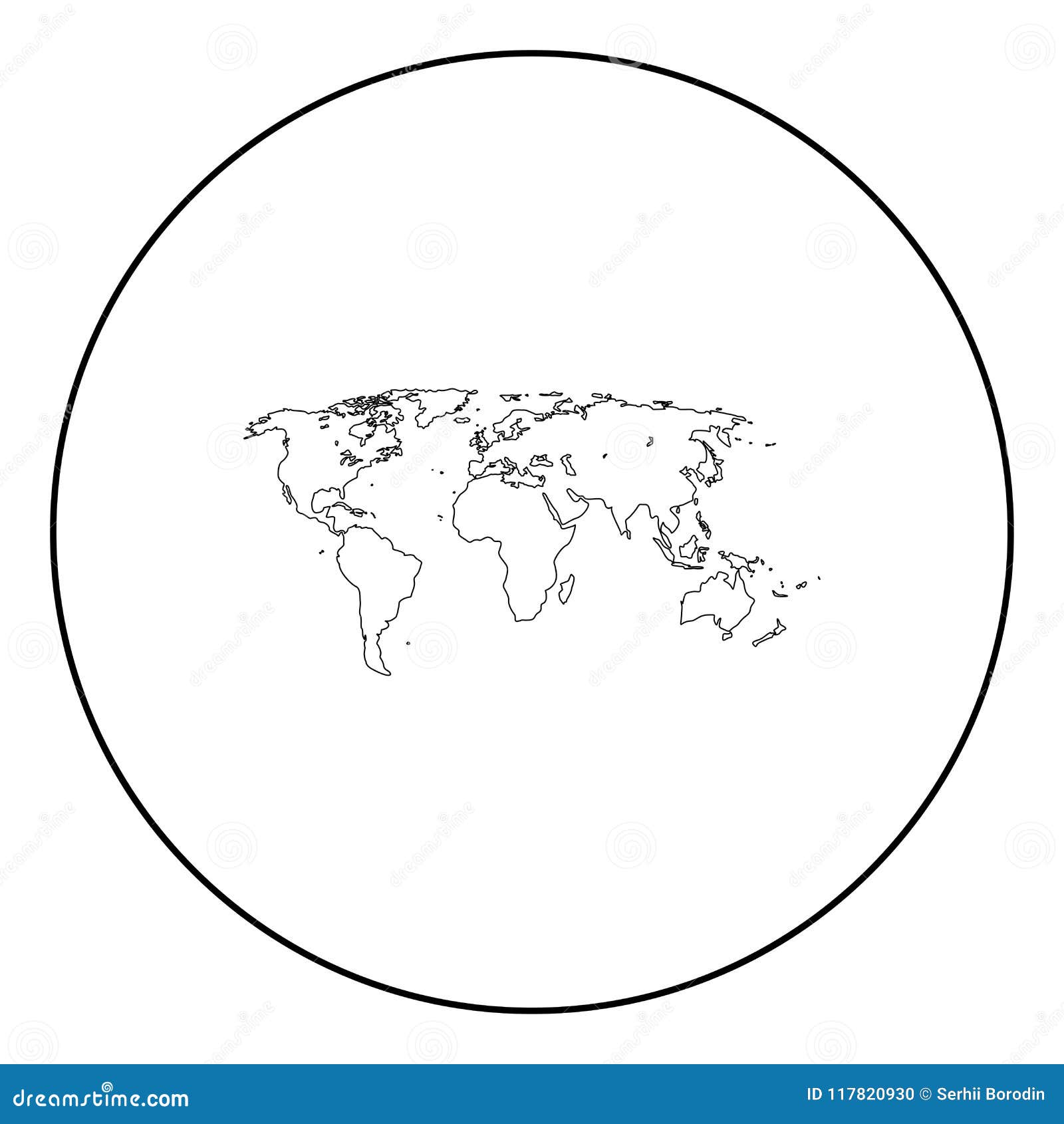 World Map Black Icon in Circle Outline Stock Vector - Illustration of ...