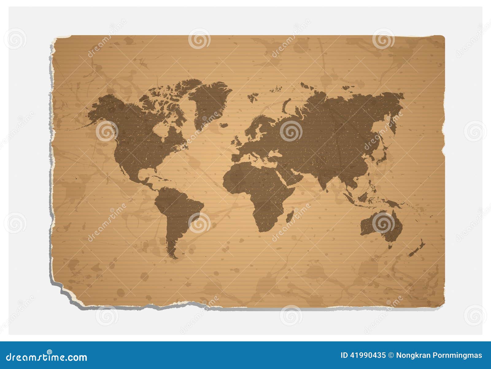 World Map on Blank Grunge Paper Texture Stock Vector - Illustration of ...