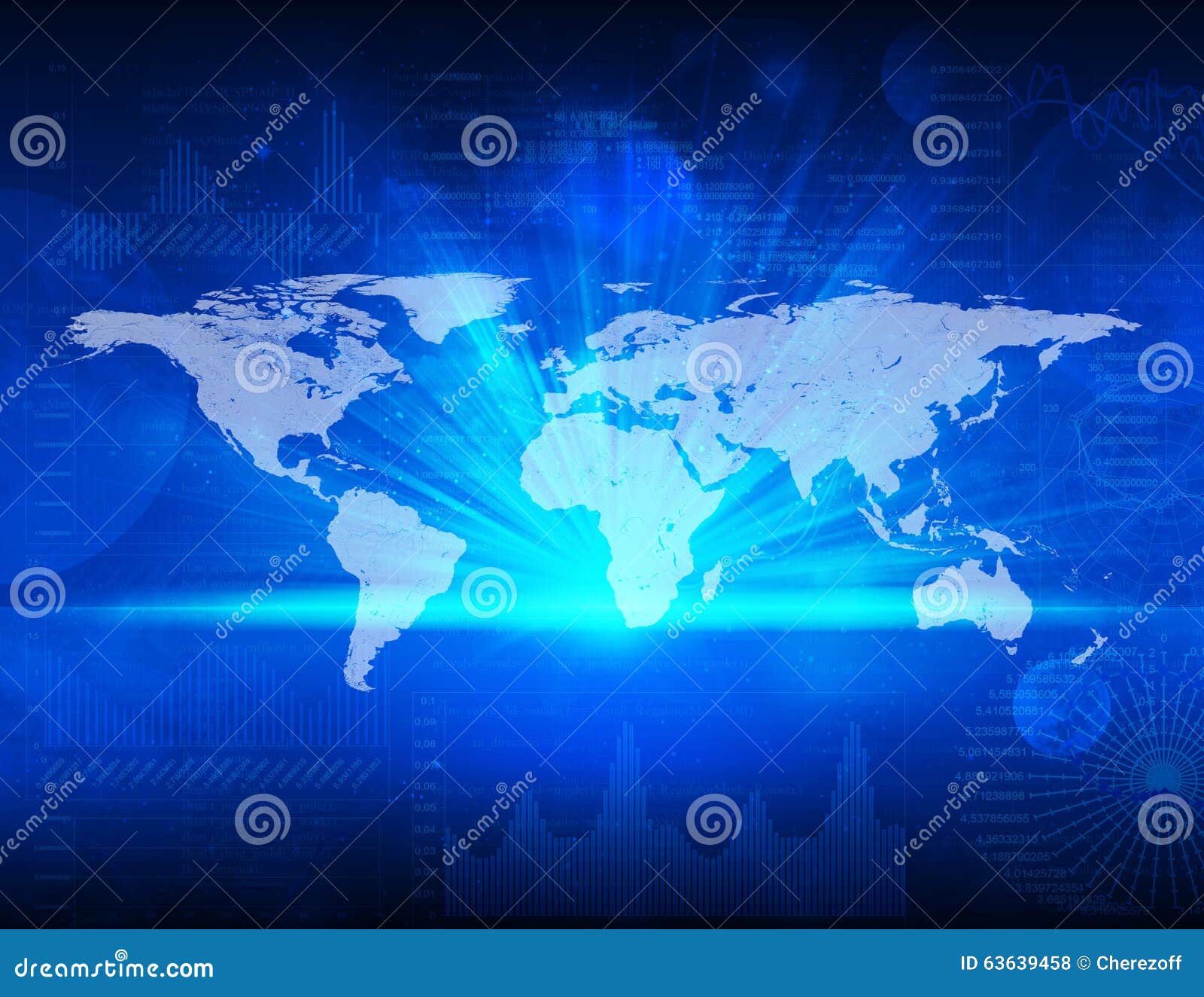 World map on blue stock illustration. Illustration of imaginary - 63639458