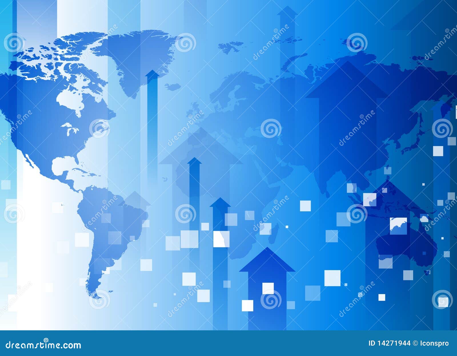 World Map on Blue Arrow Background Stock Illustration - Illustration of ...