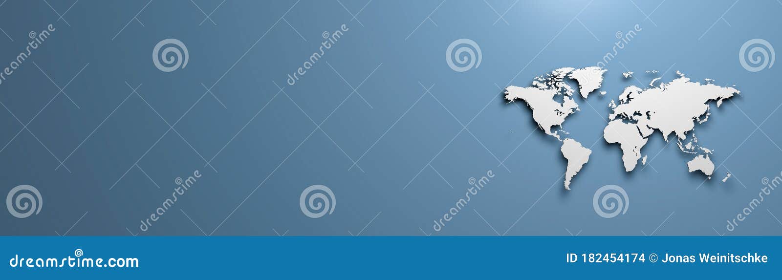 World Map on Blue Background Banner Stock Illustration - Illustration ...