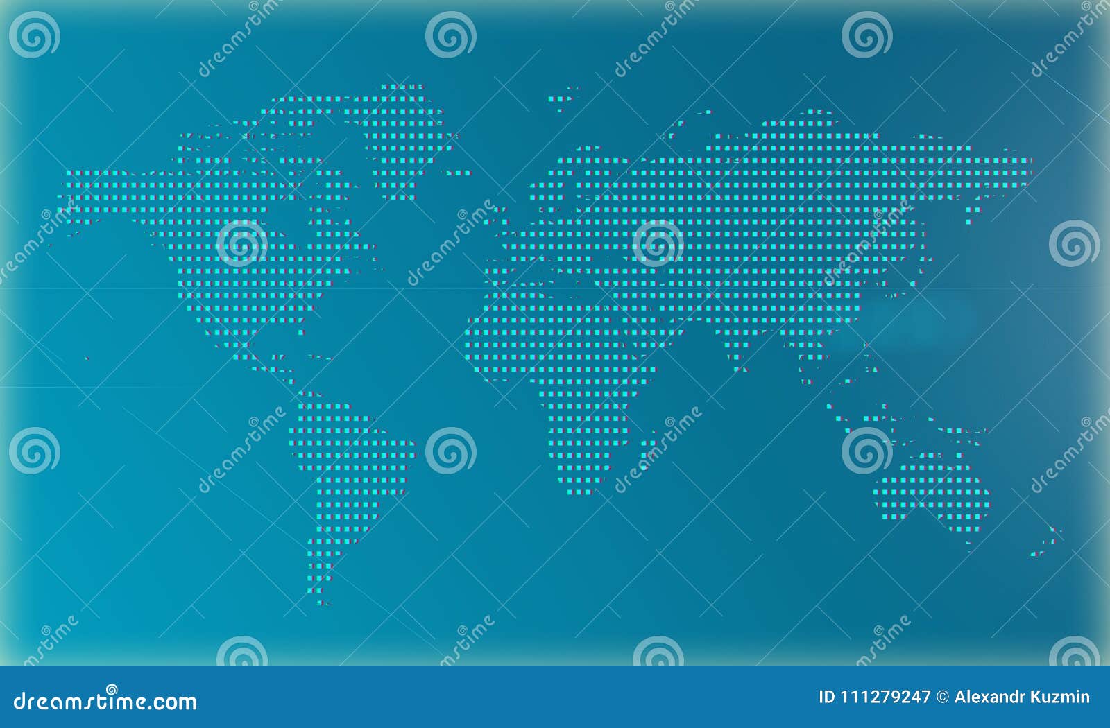World Map on a Blue Background Made by Big Pixels. 3D Illustration ...
