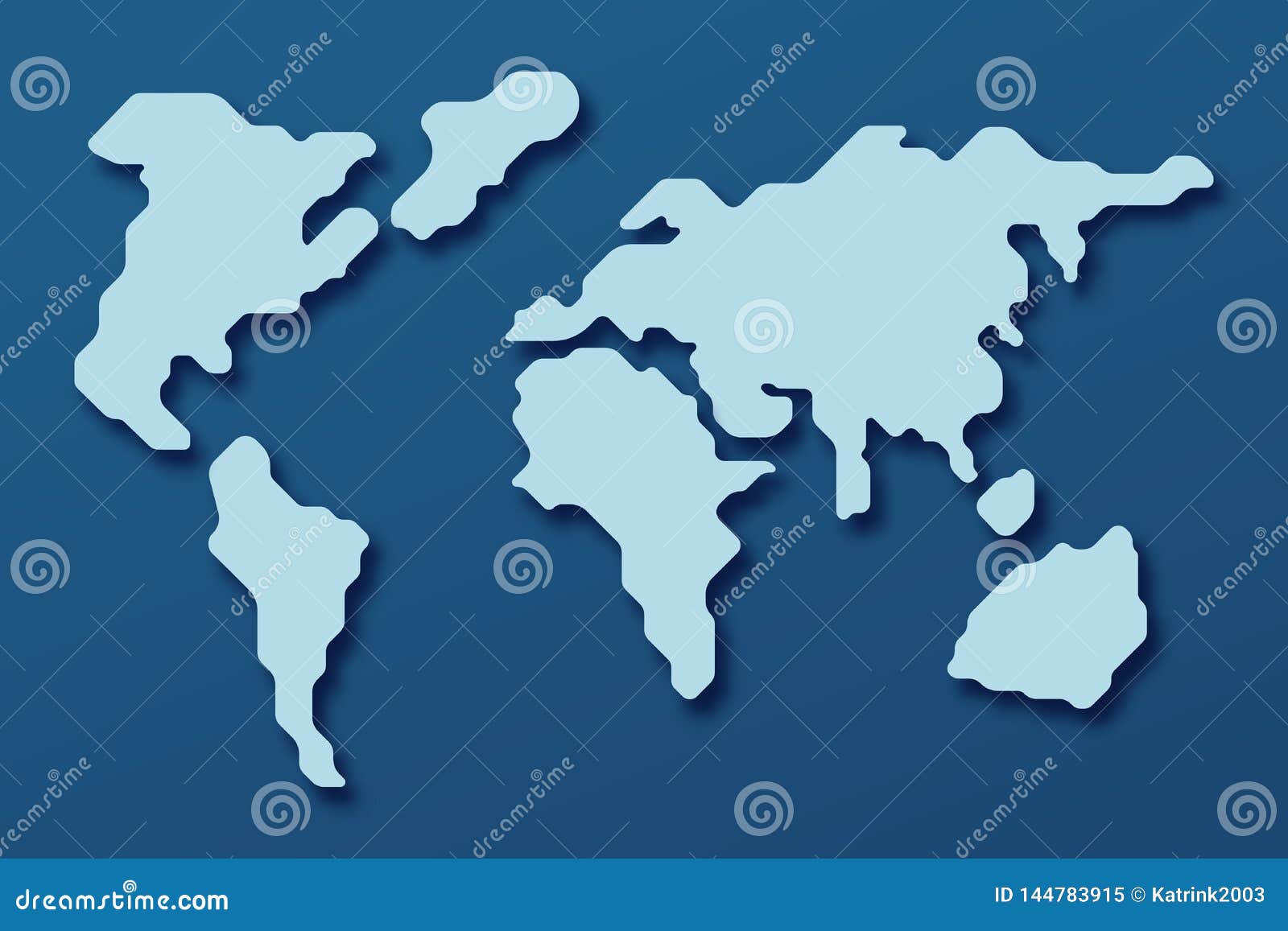 World Map on a Blue Background with Shadows in Flat Style. Stock Vector ...
