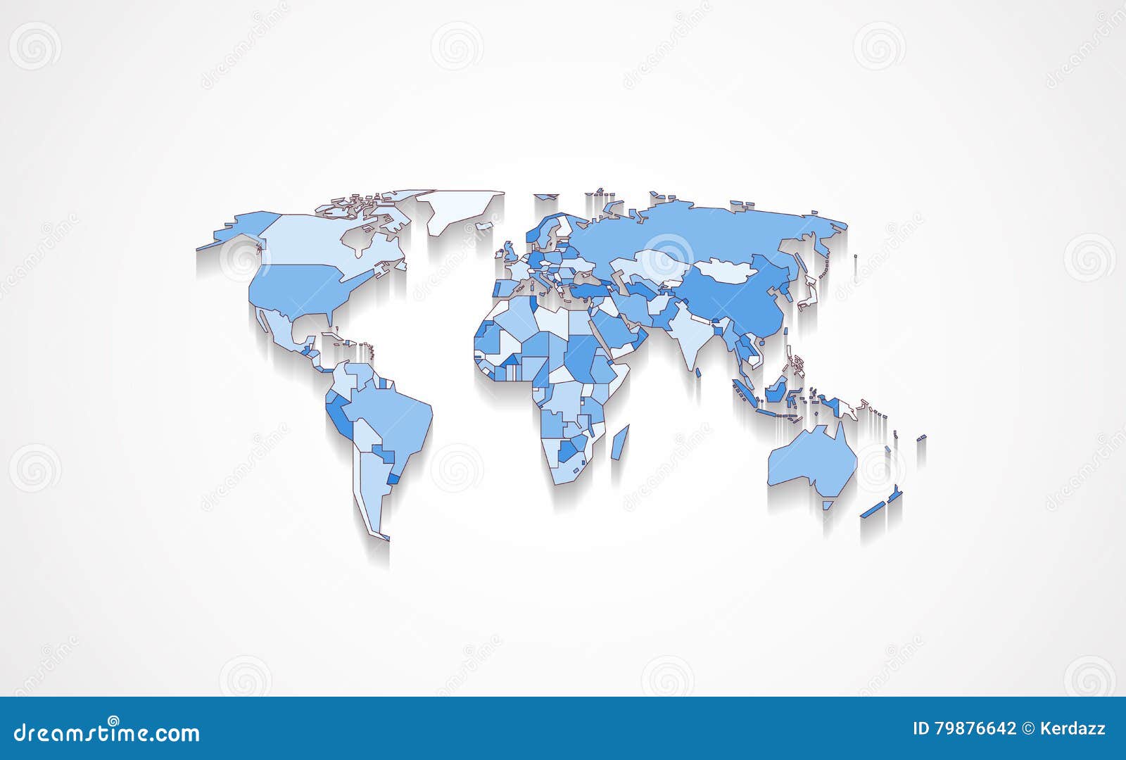 World map in blue color stock illustration. Illustration of north ...