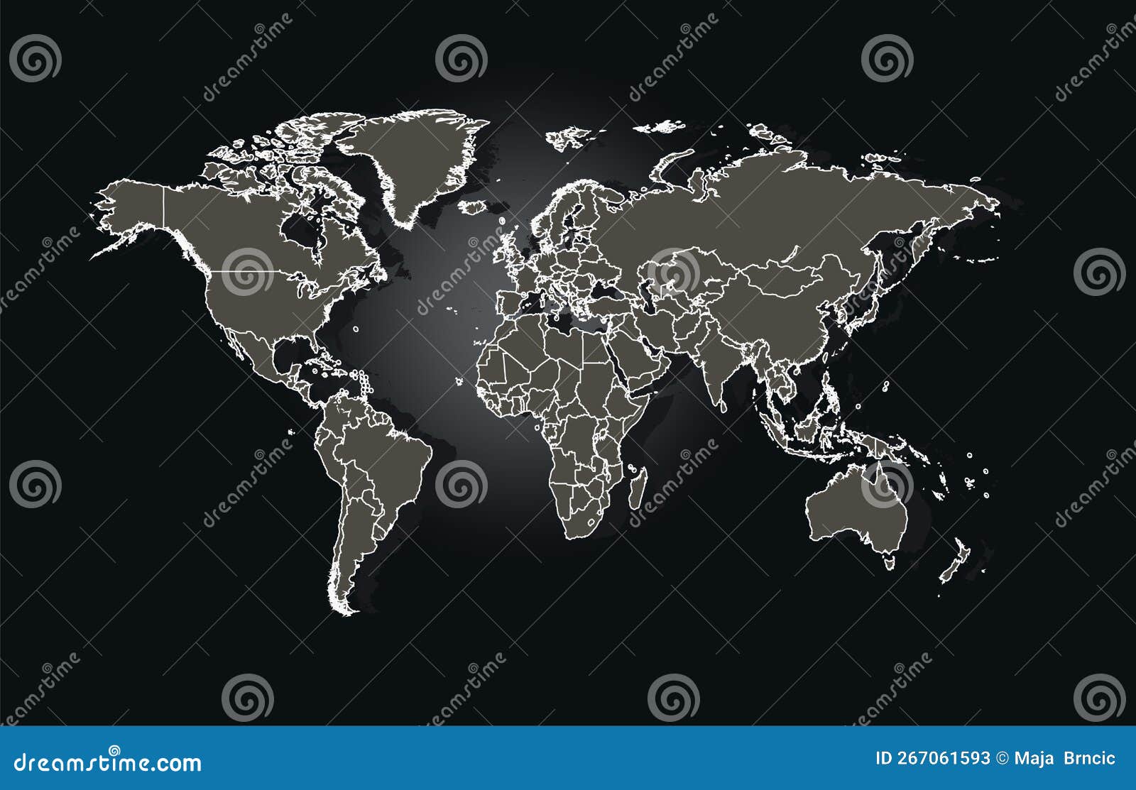 World Map Blue Futuristic Style, Moonlight Background Stock Illustration - Illustration of city ...