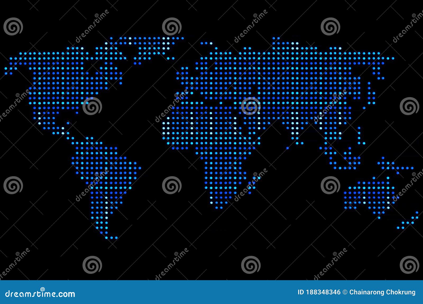 World Map from Blue LED Lighting Stock Illustration - Illustration of ...