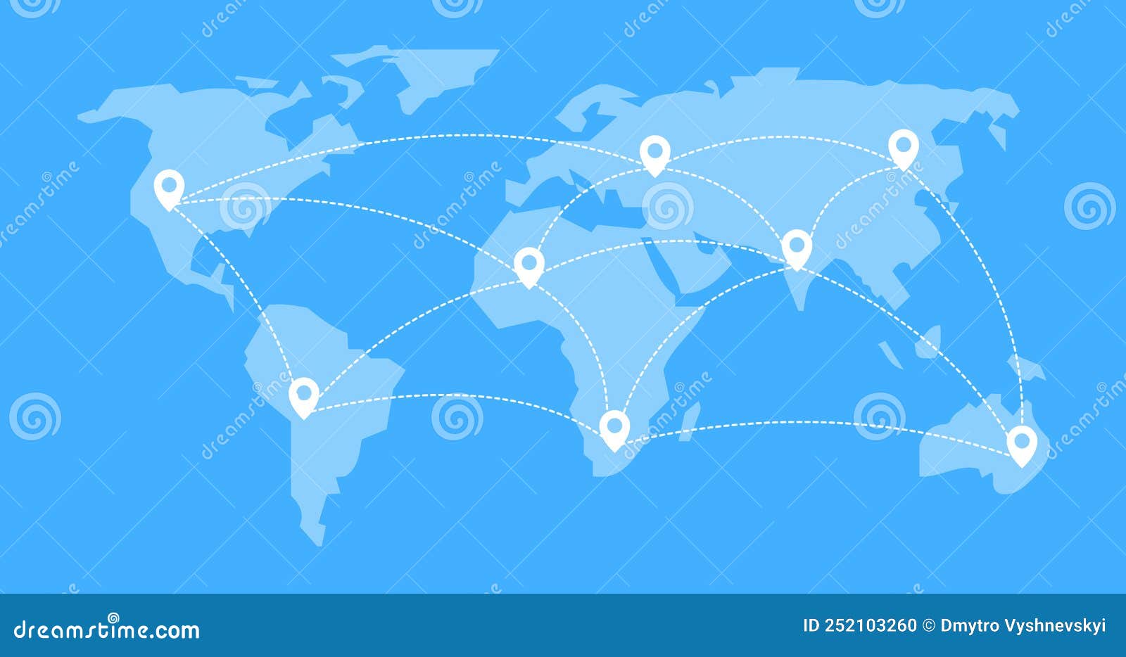 World Map Blue Vector Illustration Stock Vector - Illustration of north ...