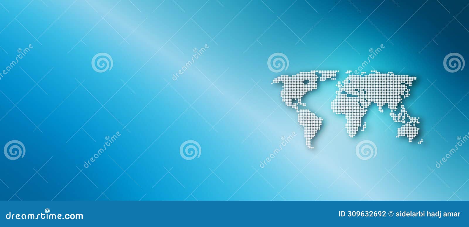 World Map on Blue and White Background Banner Stock Illustration ...