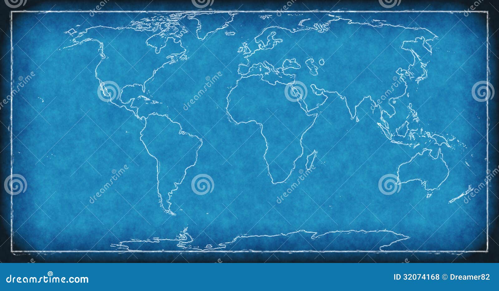 World Map On Blueprint. Stock Photography | CartoonDealer.com #32063540