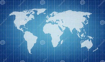 World map in blueprint stock illustration. Illustration of design ...