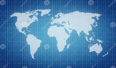 World map in blueprint stock illustration. Illustration of design ...
