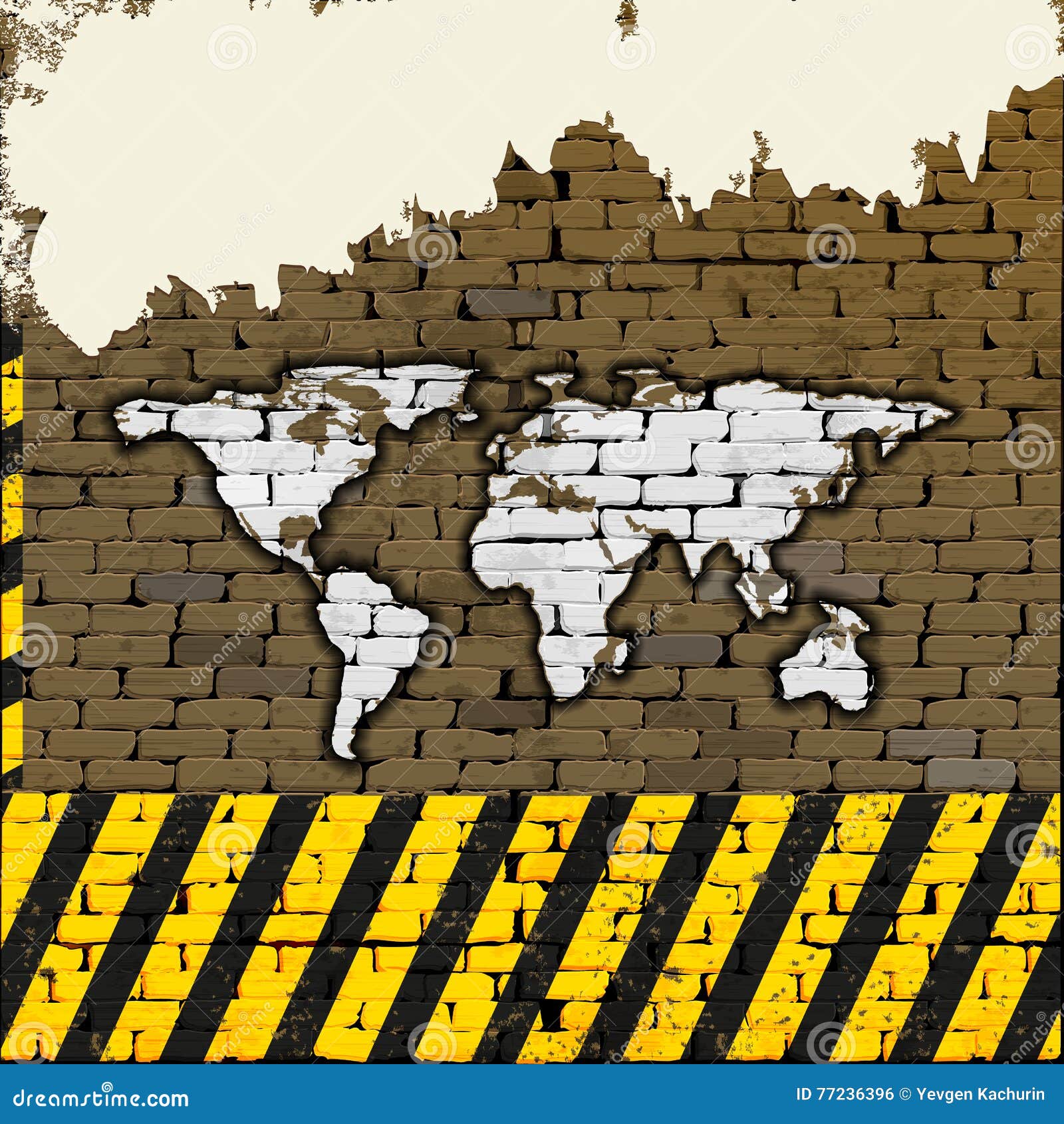 World Map on a Brick Wall Building Stock Vector - Illustration of ...