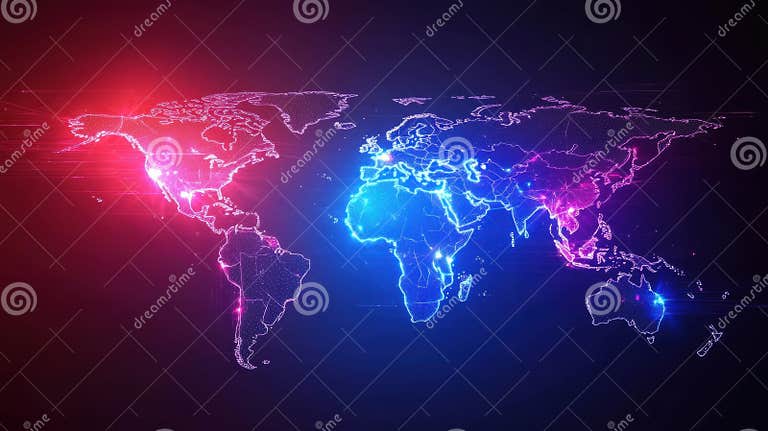 A World Map with Bright Lights on it, AI Stock Photo - Image of lights ...